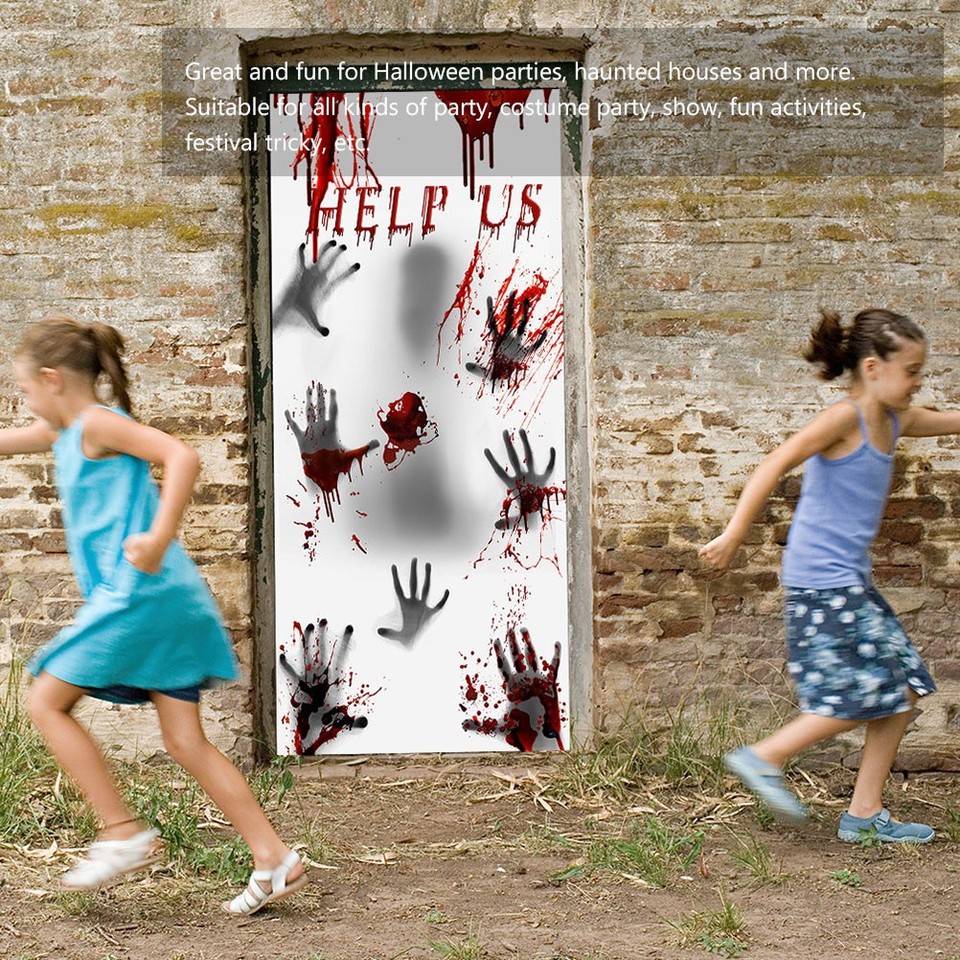 Blood Hand Printing Door Sticker Handprint Decorations Horror Window ...