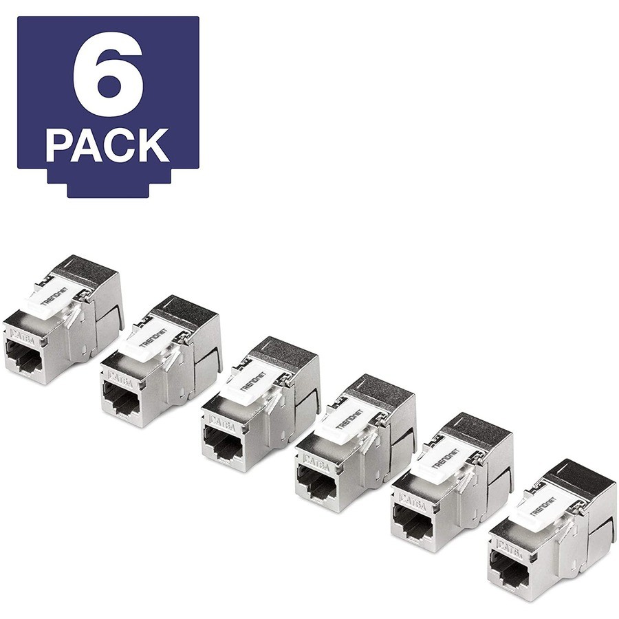 TRENDnet Shielded Cat6A RJ45 Keystone Jack 6-Pack Bundle, Use with The ...