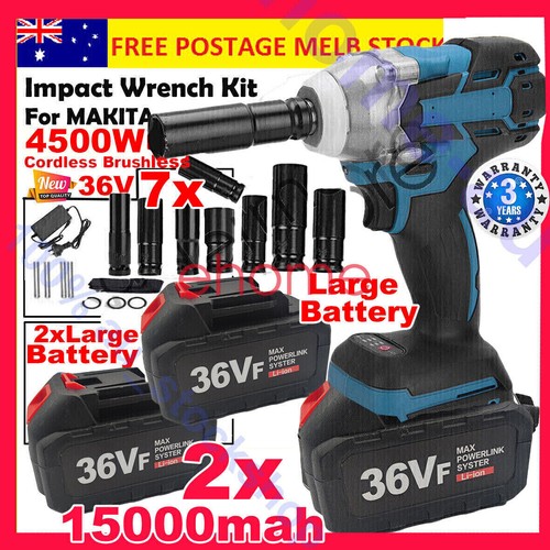 4500W🔥Cordless Electric Impact Wrench Brushless Rattle Gun 1/2" +Large ...