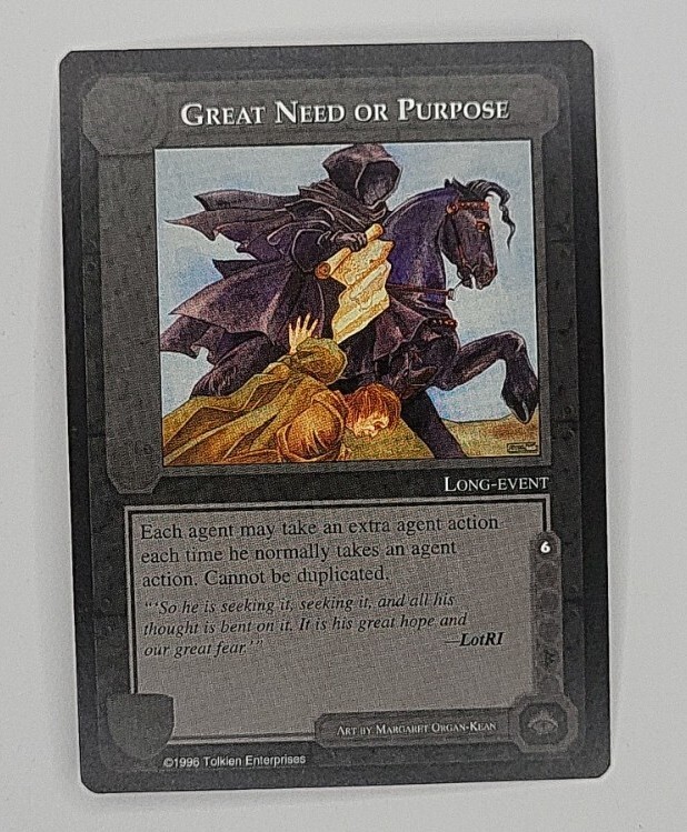 MECCG MIDDLE EARTH CCG GREAT NEED OR PURPOSE DARK MINIONS MEDM UNCOMMON ...
