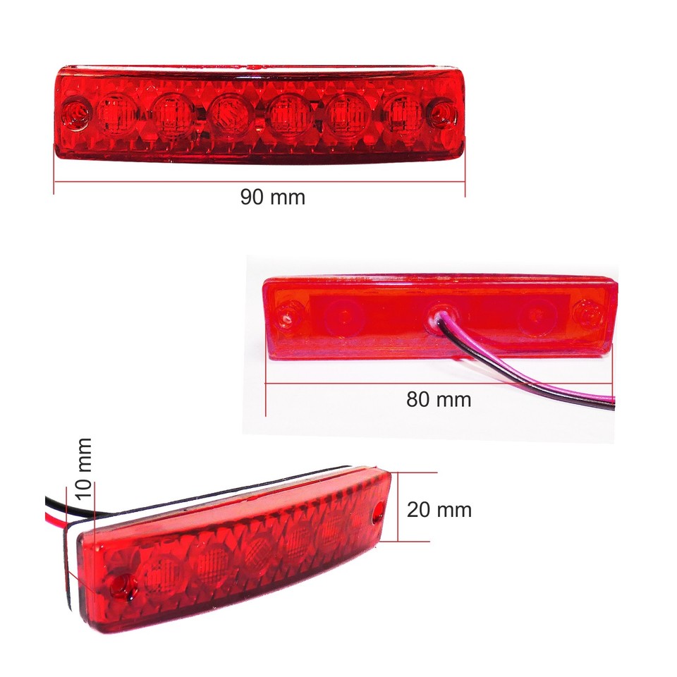 10 x 24V 24 Volt SMD 6 LED Red Side Marker Light For Scania Iveco DAF ...