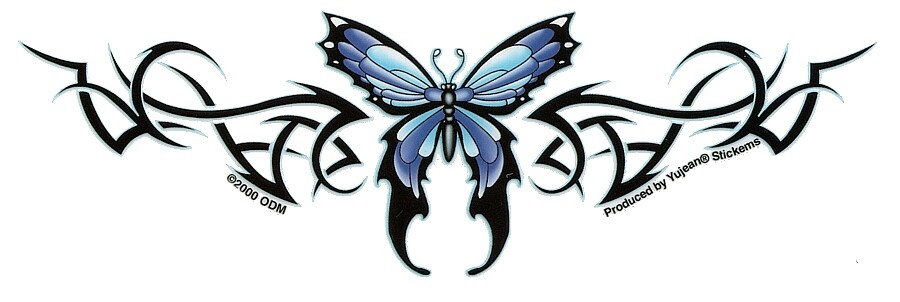 Tribal Blue Butterfly Tattoo