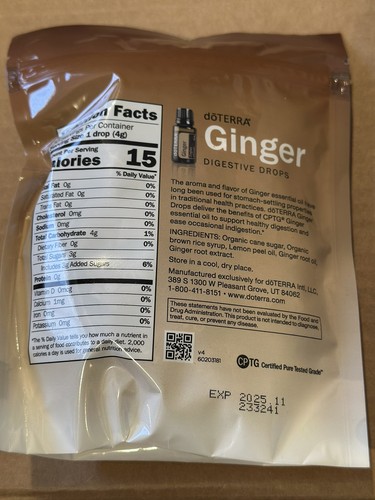 doTERRA Ginger w/Lemon EO Digestive Drops-Stomach Relief-EXP: 11/2025 ...