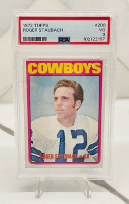 1972 Topps #200 Roger Staubach Rookie RC Dallas Cowboys PSA 3 HOF !! | eBay