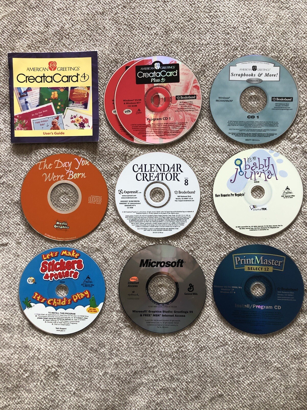 American Greetings CreataCard Calendar Stickers Scrapbook CD Rom LOT OF ...