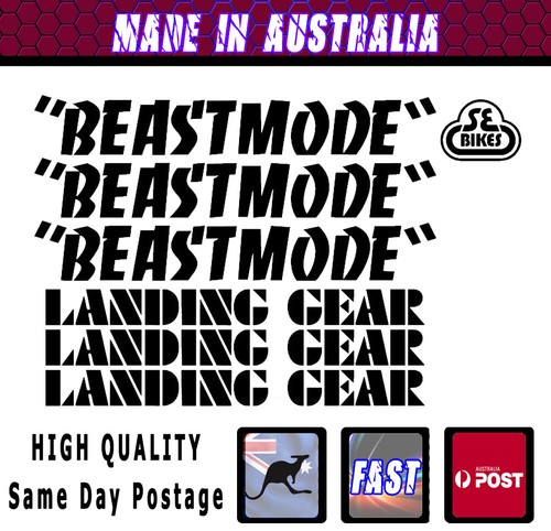 SE BEAST MODE Ripper Style Frame Decals - Inc landing gear Fork Decal ...