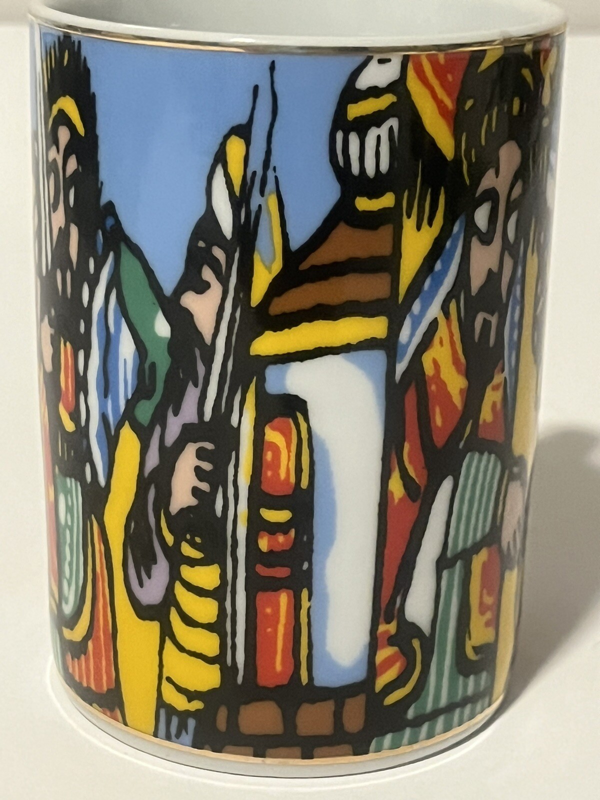 Fine Porcelain Ethiopian Art Gold Rimmed Coffee Mug Village Tribal ...