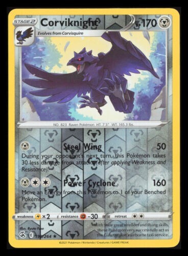 Corviknight Rare Reverse Holo Pokemon Fusion Strike TCG Card 190/264 | eBay