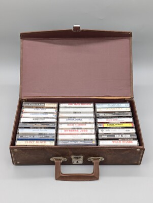 Vintage Cassette Carry Case Hard Storage Briefcase 24 Classic Rock Mix ...