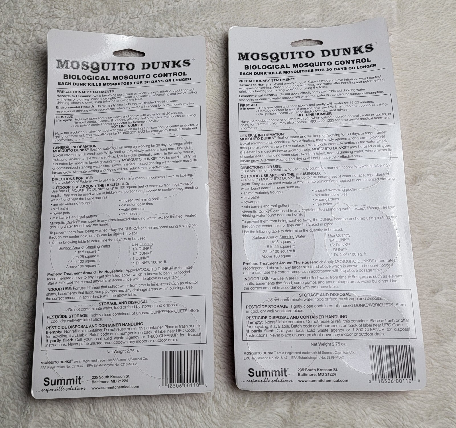 Mosquito Dunks 2 Packs Kills Mosquitoes Biological Control Summit 6 Pcs ...