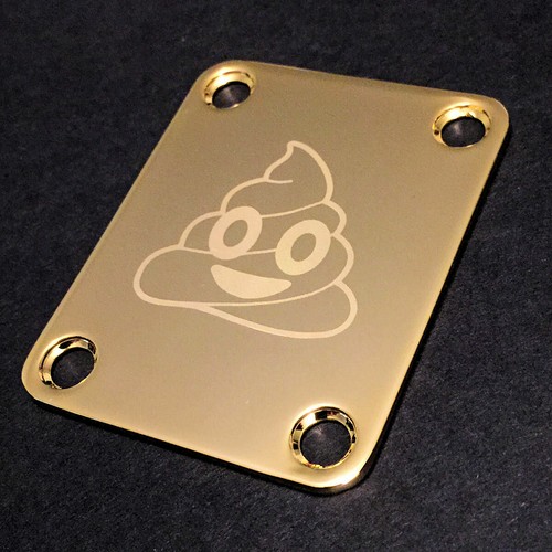GUITAR NECK PLATE - Engraved PhotoEtched - POOP POO EMOJI - GOLD | eBay