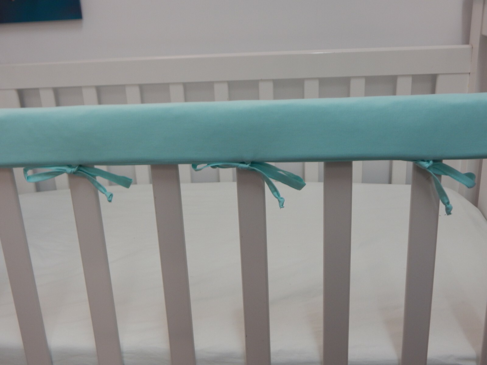 Cot Rail Cover Aqua Celeste Crib Teething Pad x 1 Handmade 100% Cotton ...
