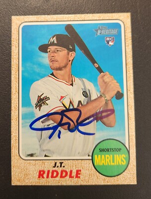 JT Riddle Autograph Signed 2017 Topps Heritage RC Miami Marlins | eBay