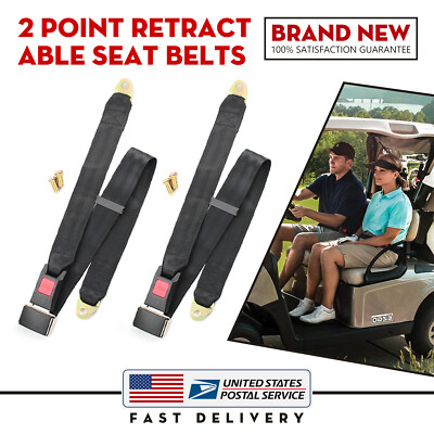 2Set Black Adjustable Universal 2-Point Retractable Bus Car Seat Lap ...