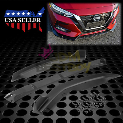 3pcs Matte Black Front Bumper Lip Body Kit Spoiler for Nissan Sentra ...