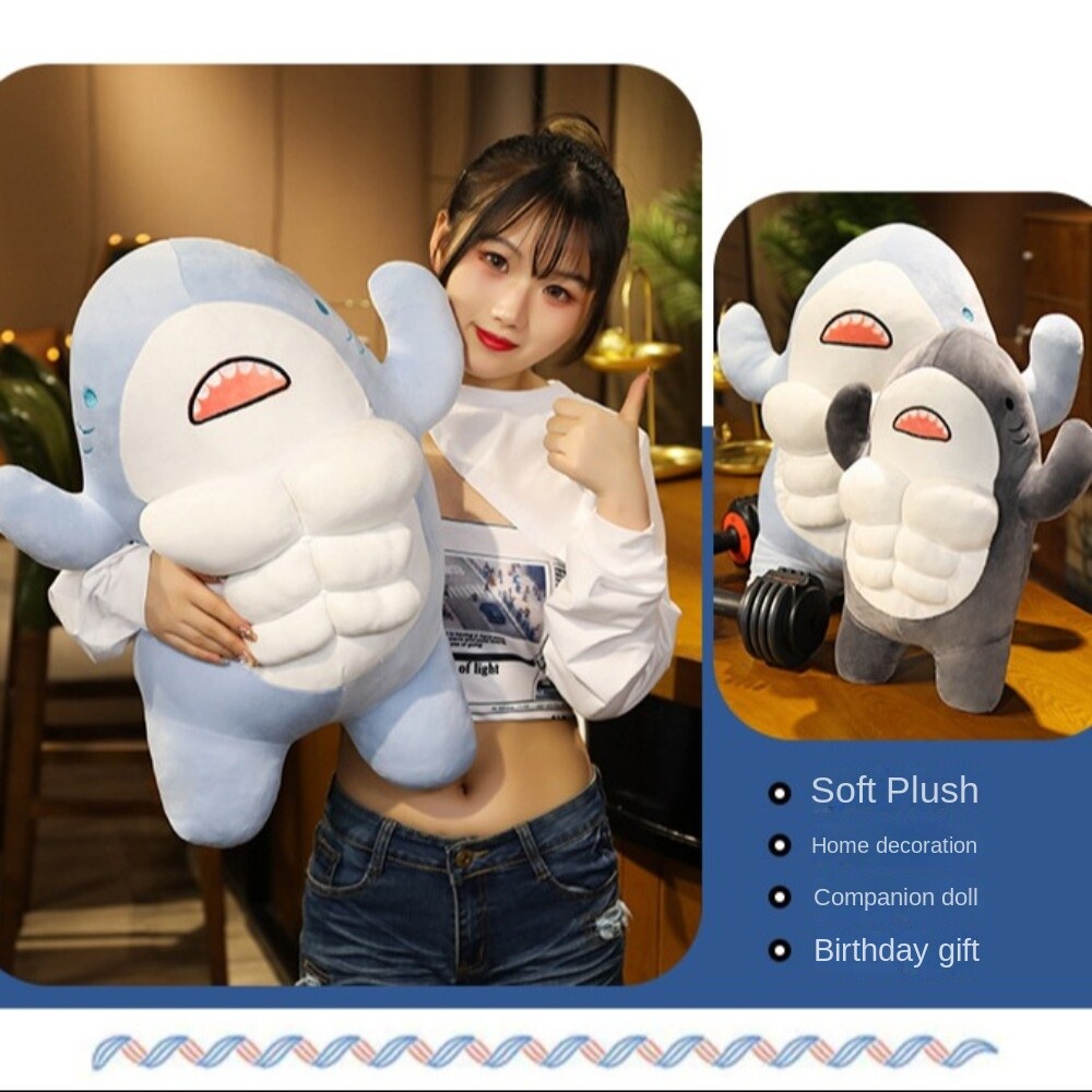 45CM Muscle Shark Plush Toys Strong Animal Pillow for Girl Boyfriend | eBay