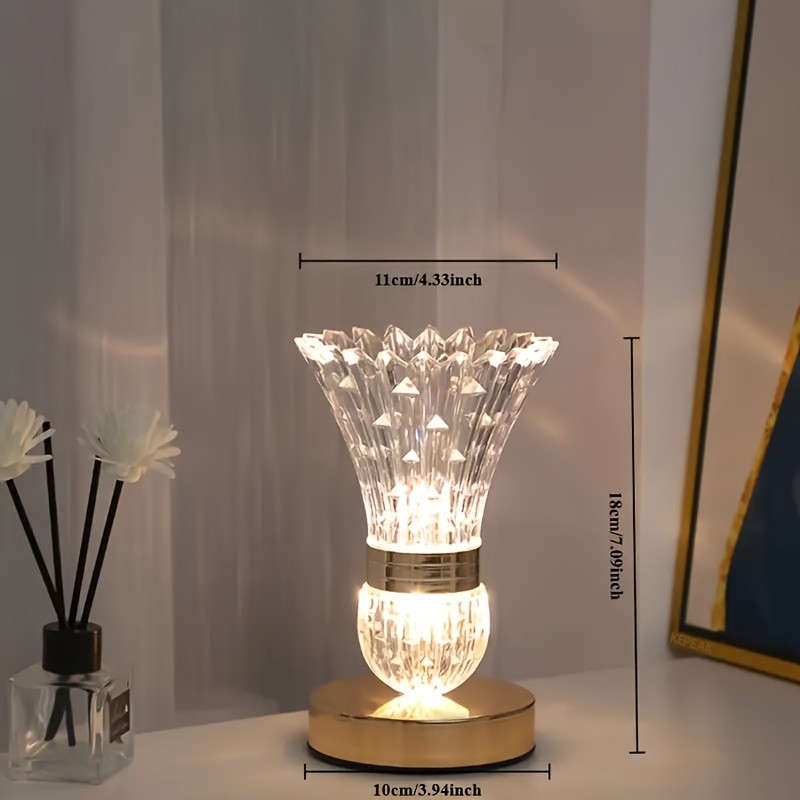 KEPEAK LED Crystal Table Lamp Vase Night Light Touch Dimmable ...