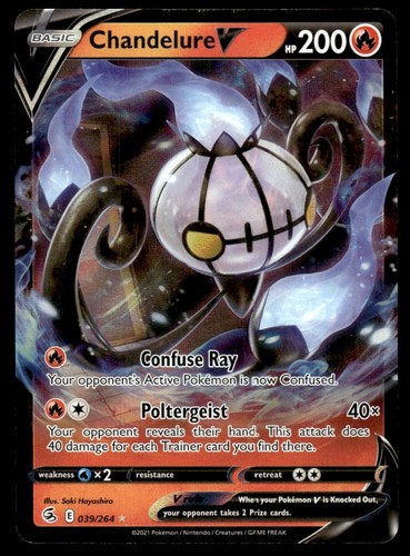 2021 Pokemon Sword & Shield - Fusion Strike Chandelure V #39 Light Play ...