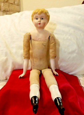 Sweet Antique Minerva Tin Head #5 Doll Bisque Arms & Legs 17" Made In ...