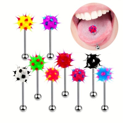 10 Pcs Silicon Spine Tickler Tongue Bar Tongue Barbell Bar Piercing Lip ...