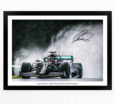 LEWIS HAMILTON SIGNED PRINT PHOTO POSTER SQUAD 2020 FRAMED F1 FORMULA ...