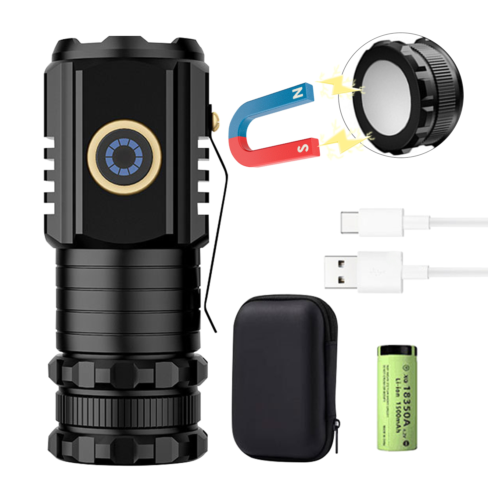 Mini Torch USB Rechargeable Home Led Flashlight 5 Modes With Clip Super ...