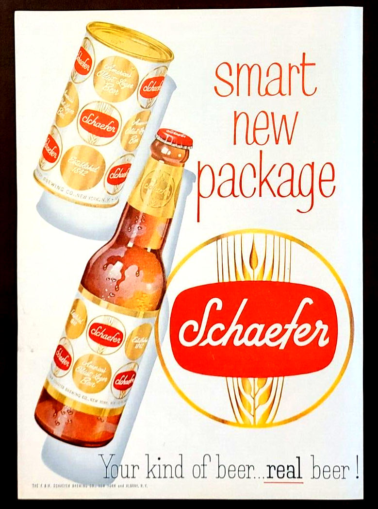 Schaefer Beer Original 1958 Vintage Print Ad | eBay