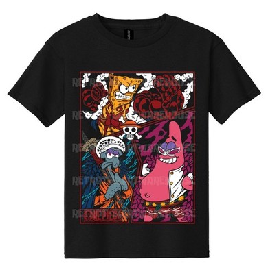 One Piece Spongebob Patrick Squidward Anime Manga Graphic T-Shirt | eBay