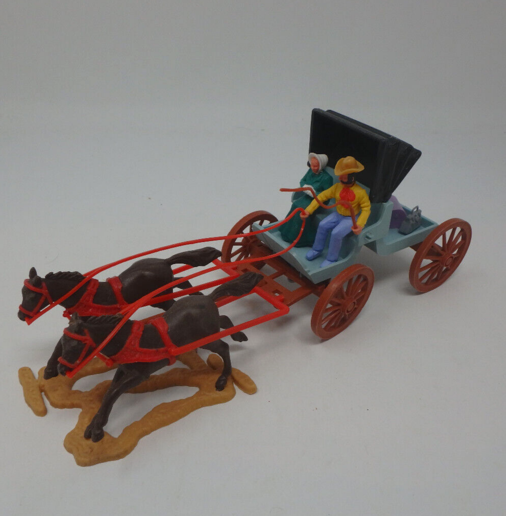 Series 3, Timpo Swoppet Western Buggy Dark Brown Horses & Red Livery ...