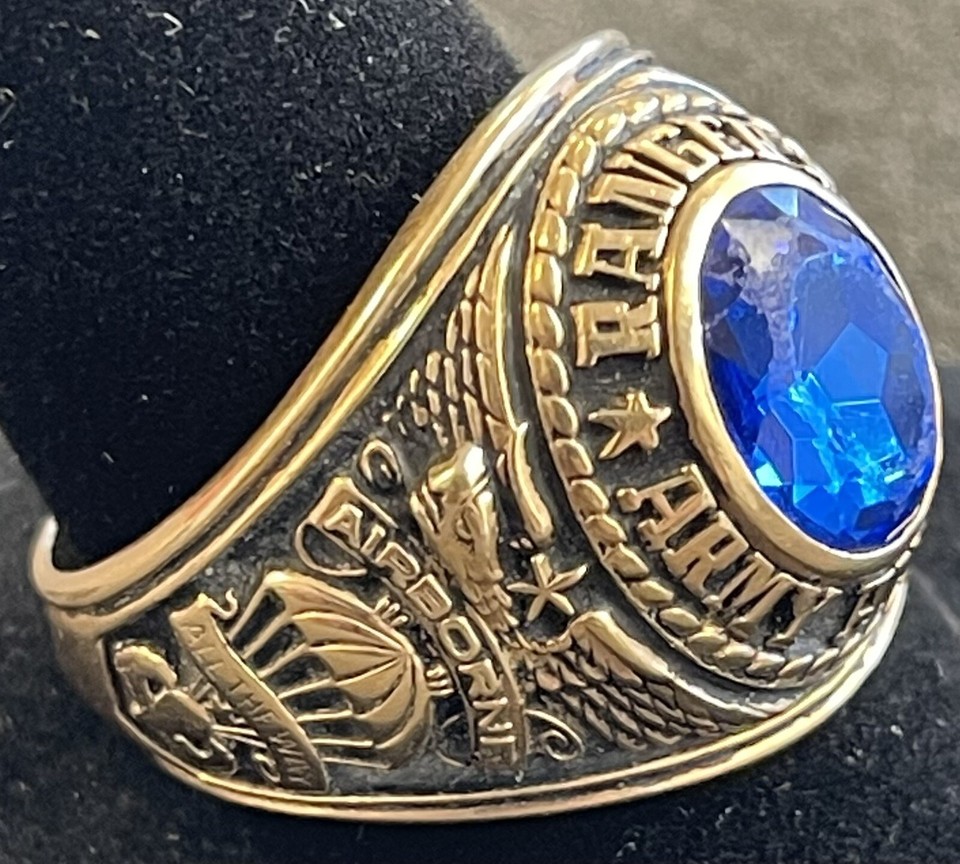 14K Solid Gold US Army Airborne Ranger Ring ...