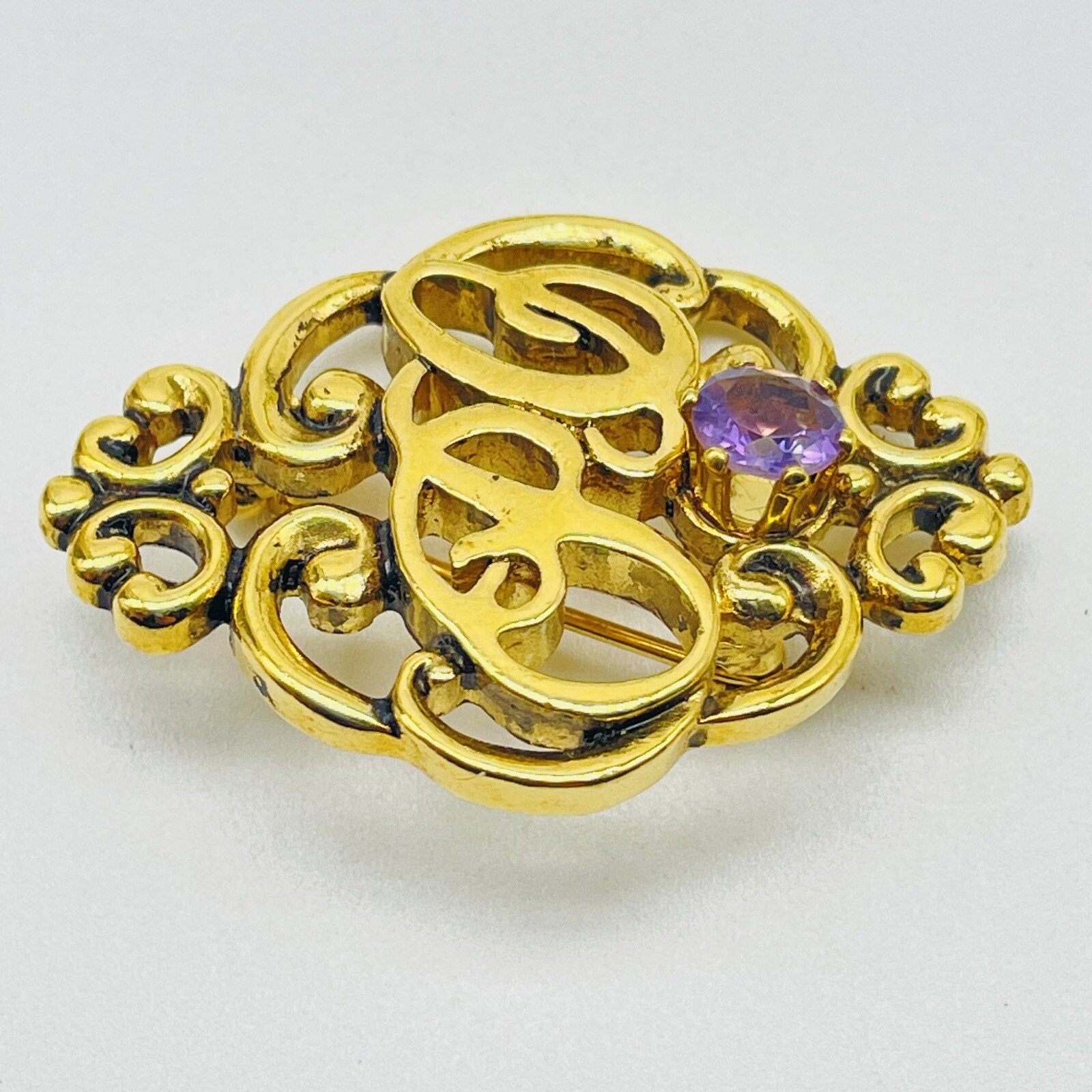 Vintage Avon Scrolled Presidents Club Brooch Gold Ton… - Gem