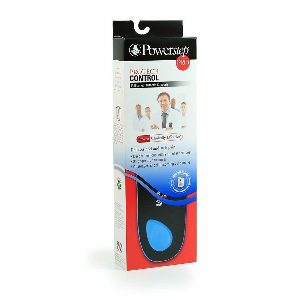 Powerstep Protech Control - Full Length Insoles - Extra Heel Support ...