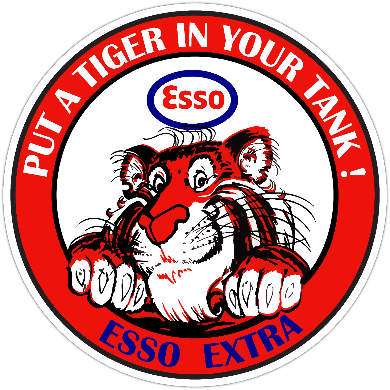 Esso Extra Tiger Retro Vintage Gas Pump Motor Oil Vinyl Sticker Car ...
