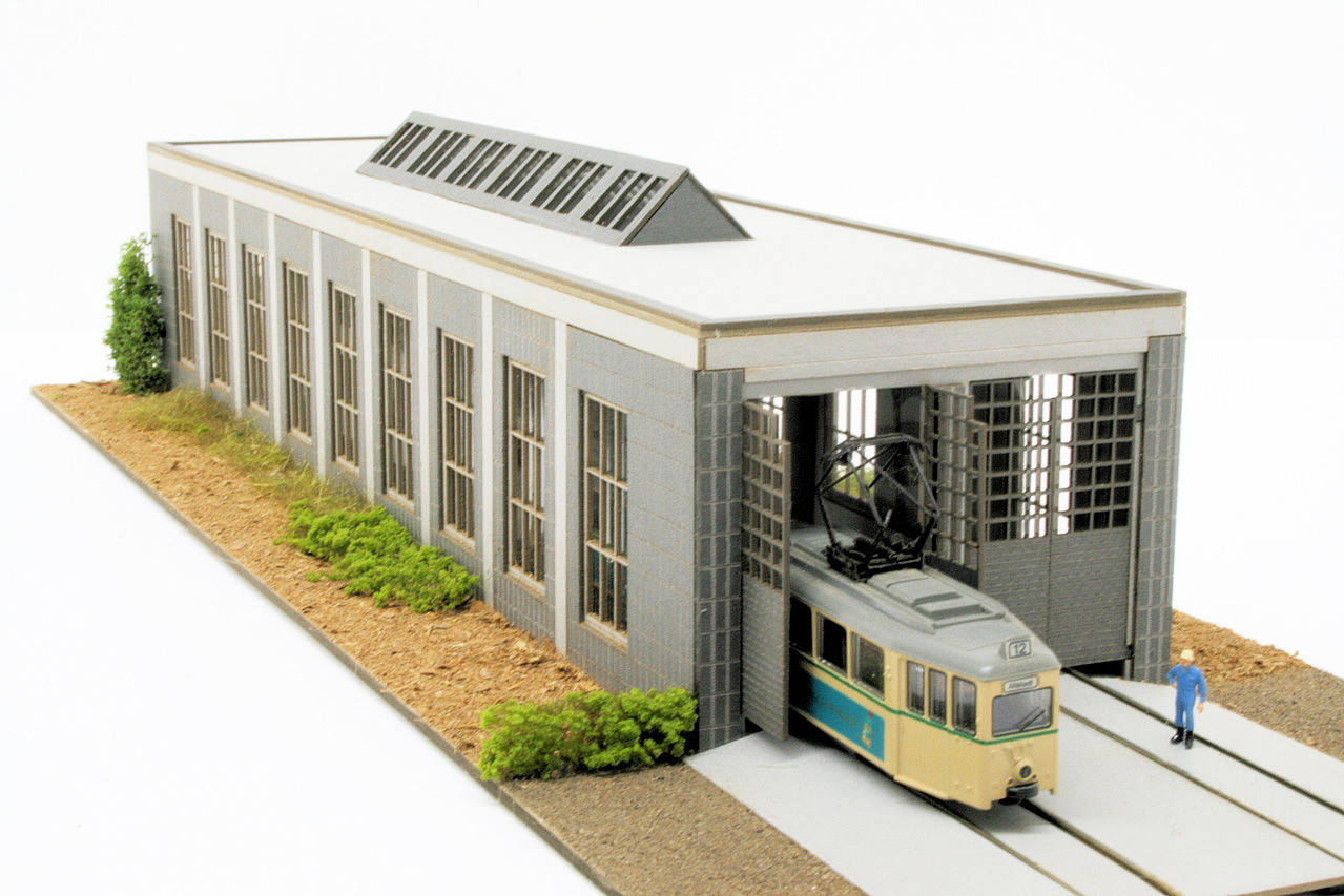 Modellbahn Union MU-H0-B00018 H0 Straßenbahndepot Fahrzeughalle ...