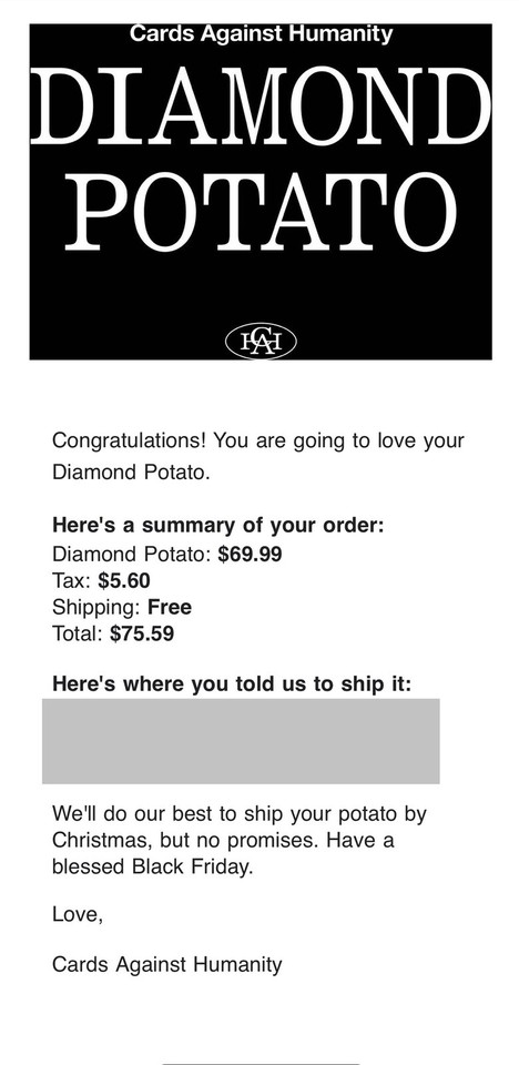 **Exclusive Pre-Sale** Diamond Potato Cards Against Humanity CONFIRMED ...