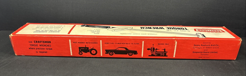 Vintage Craftsman Beam Style 1/2'' drive Torque Wrench w/original Box ...