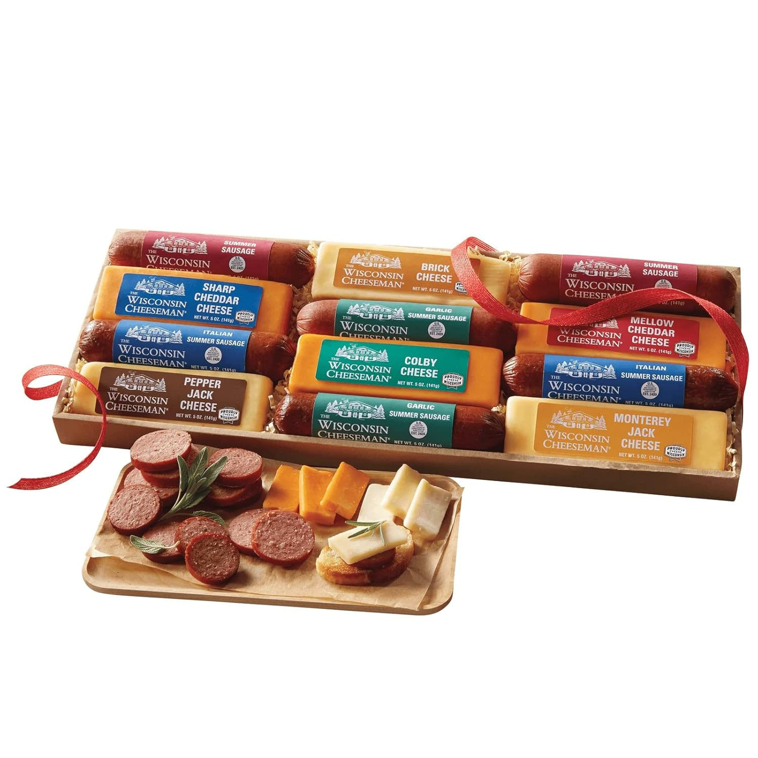 Wisconsin Cheeseman Gourmet Sausage and Cheese Gift Set - 3 lbs. 12 oz ...