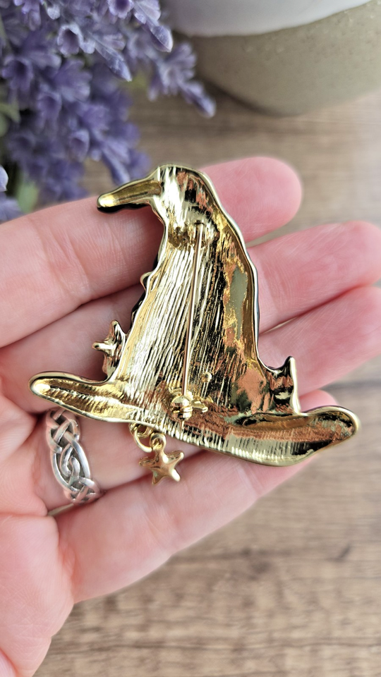 Witch Hat Brooch Black Enamel Multi Color Crystal Rhinestone Halloween Pin Witch | eBay