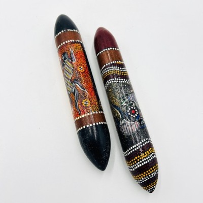 Pair (2) Vint Australian Aboriginal Digeridoo Wind Instruments, Hand ...
