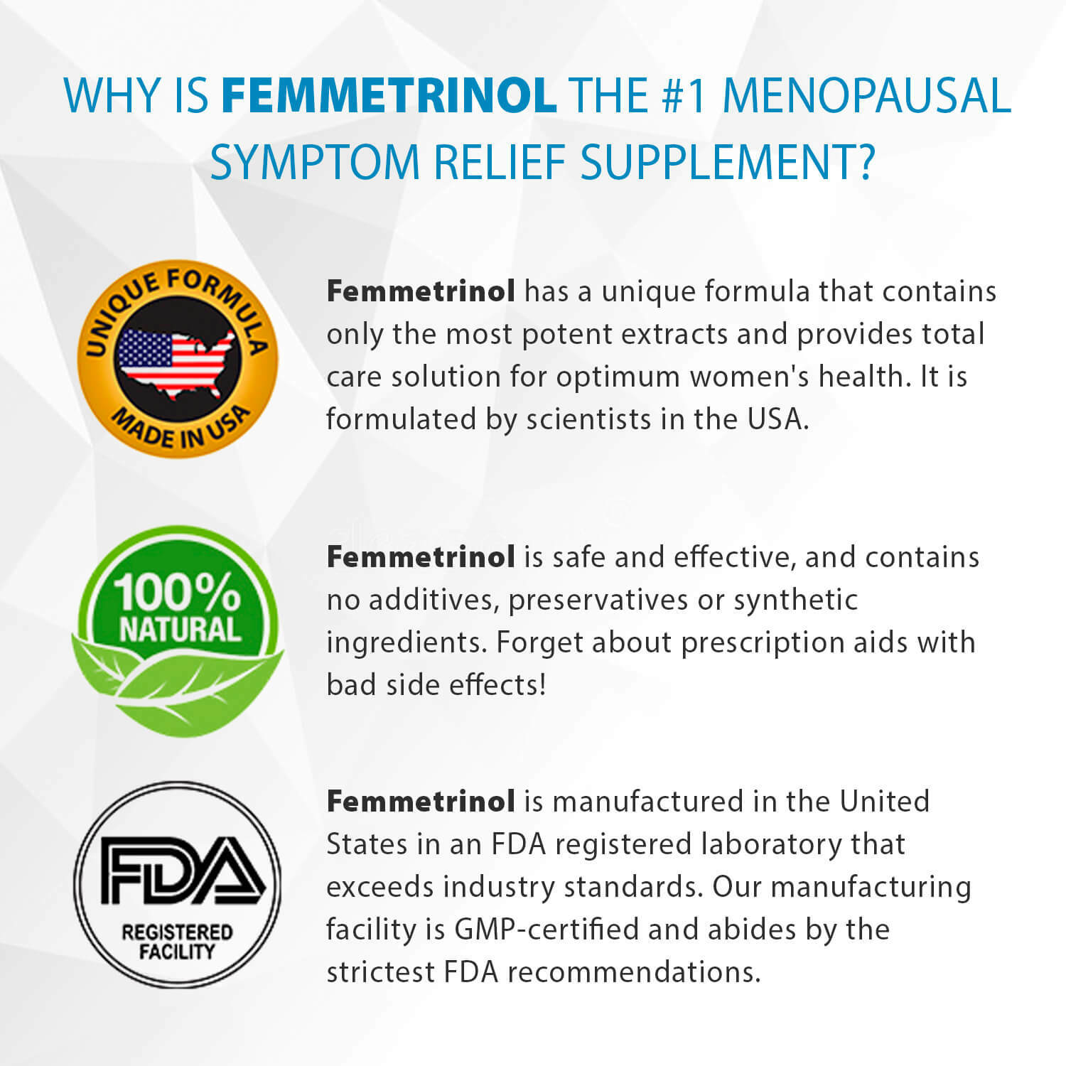 Femmetrinol Pills - 2 Bottles - Menopausal Symptom Relief - 100% ...
