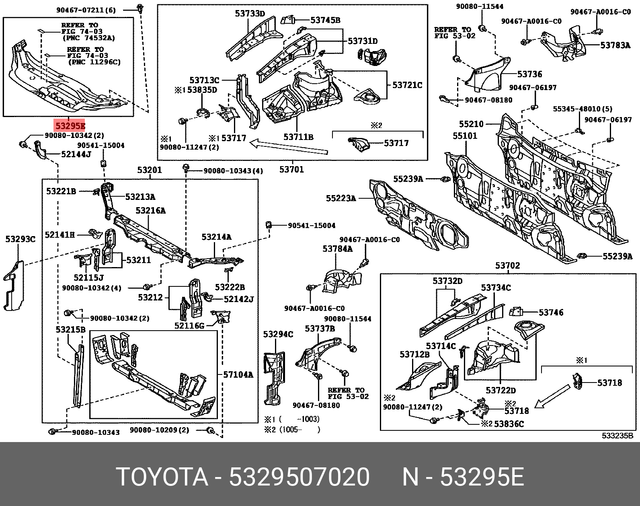 Genuine OE seal cool air intake duct 5329507020 for TOYOTA 53295-07020 ...