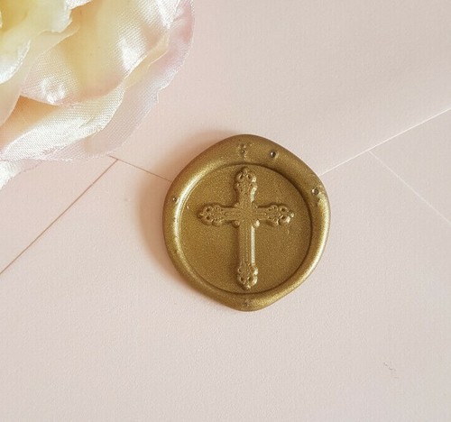 Wax seal stickers - cross christening baptism envelope adhesive wedding ...