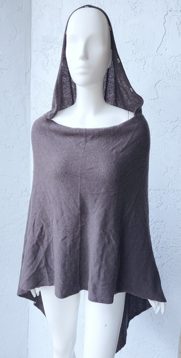 Minnie Rose 100% Cashmere Hooded Poncho - Gem