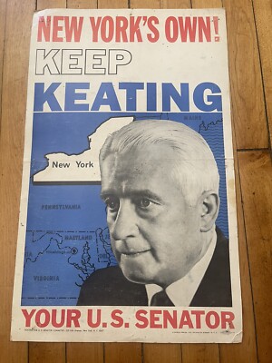 Vintage Ken Keating Political Campaign Poster Republican Senator, NY ...