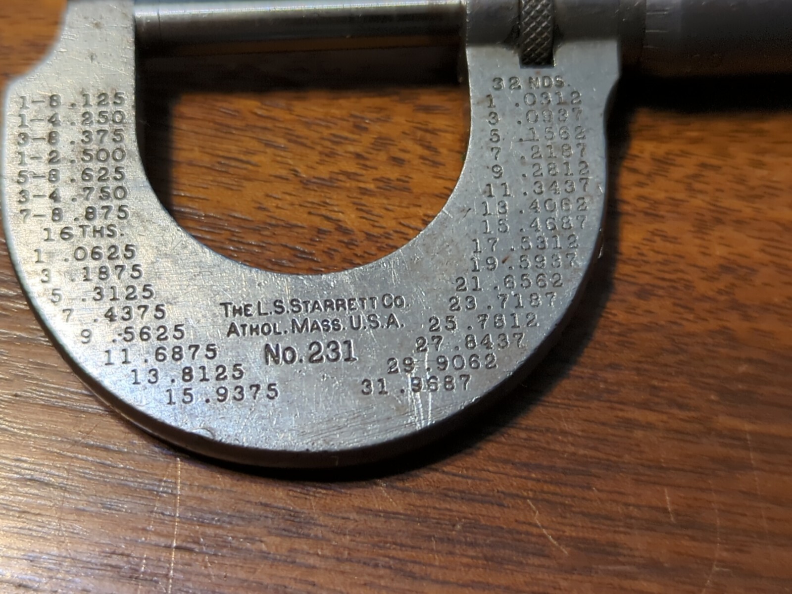 Vintage Starrett No. 231 0"-1" Outside Micrometer 0.0001 Res. Ratchet ...