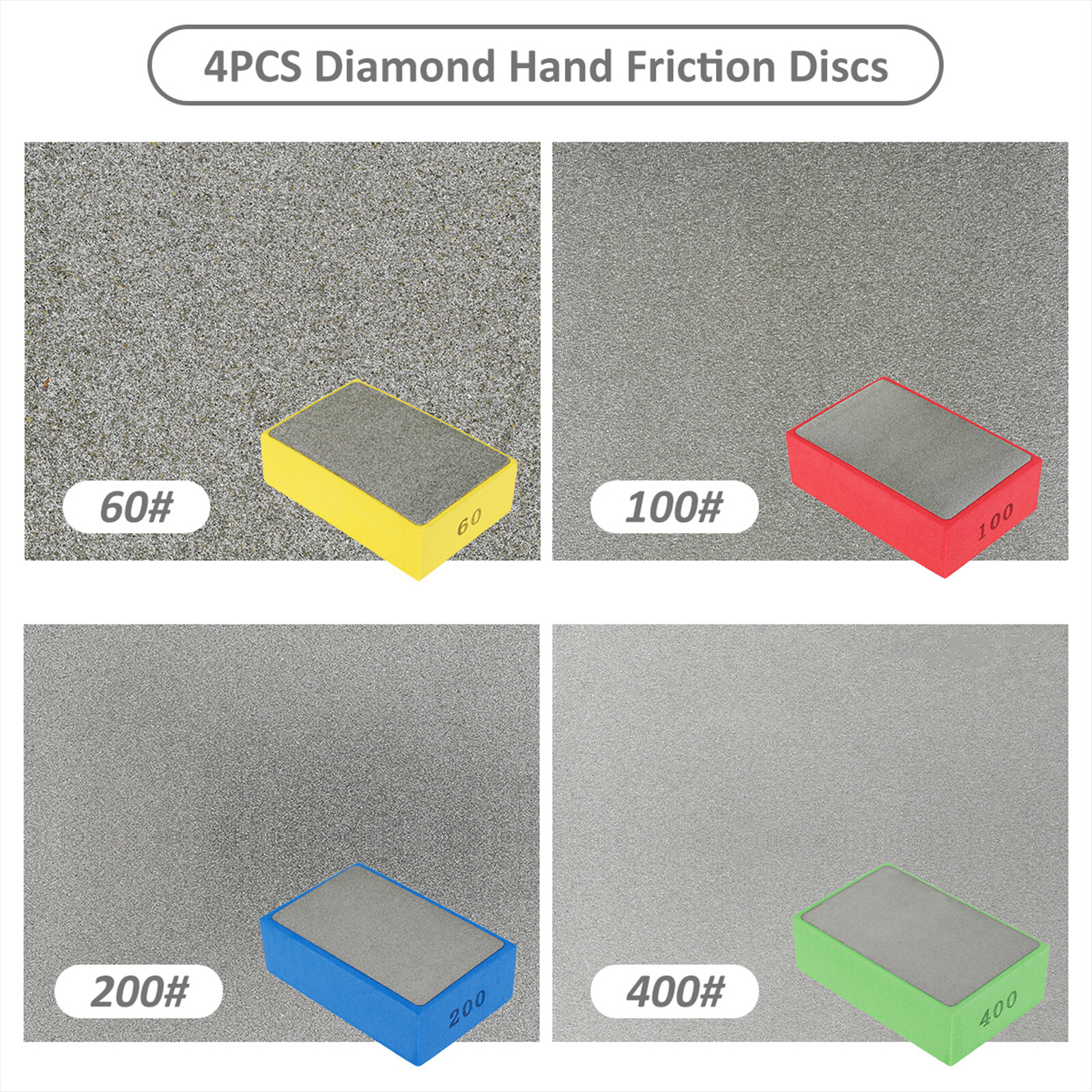 4X Diamond Hand Polishing Pad Tile Glass Grinding Block Pad 60# 100 ...