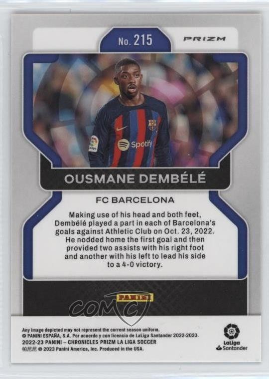 2022-23 Panini Chronicles Base La Liga Red Mojo Prizm Ousmane Dembele ...