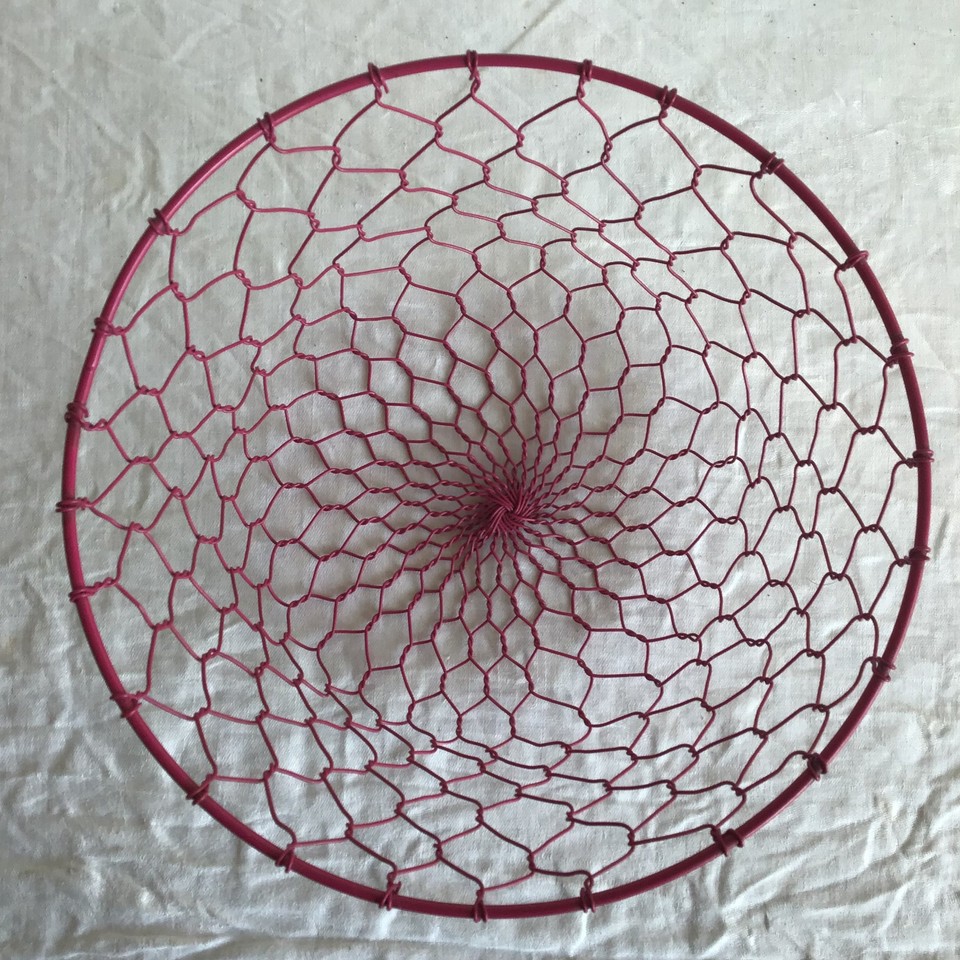 Round Red Wire Metal Mesh Egg / Fruit Collecting Basket. | eBay