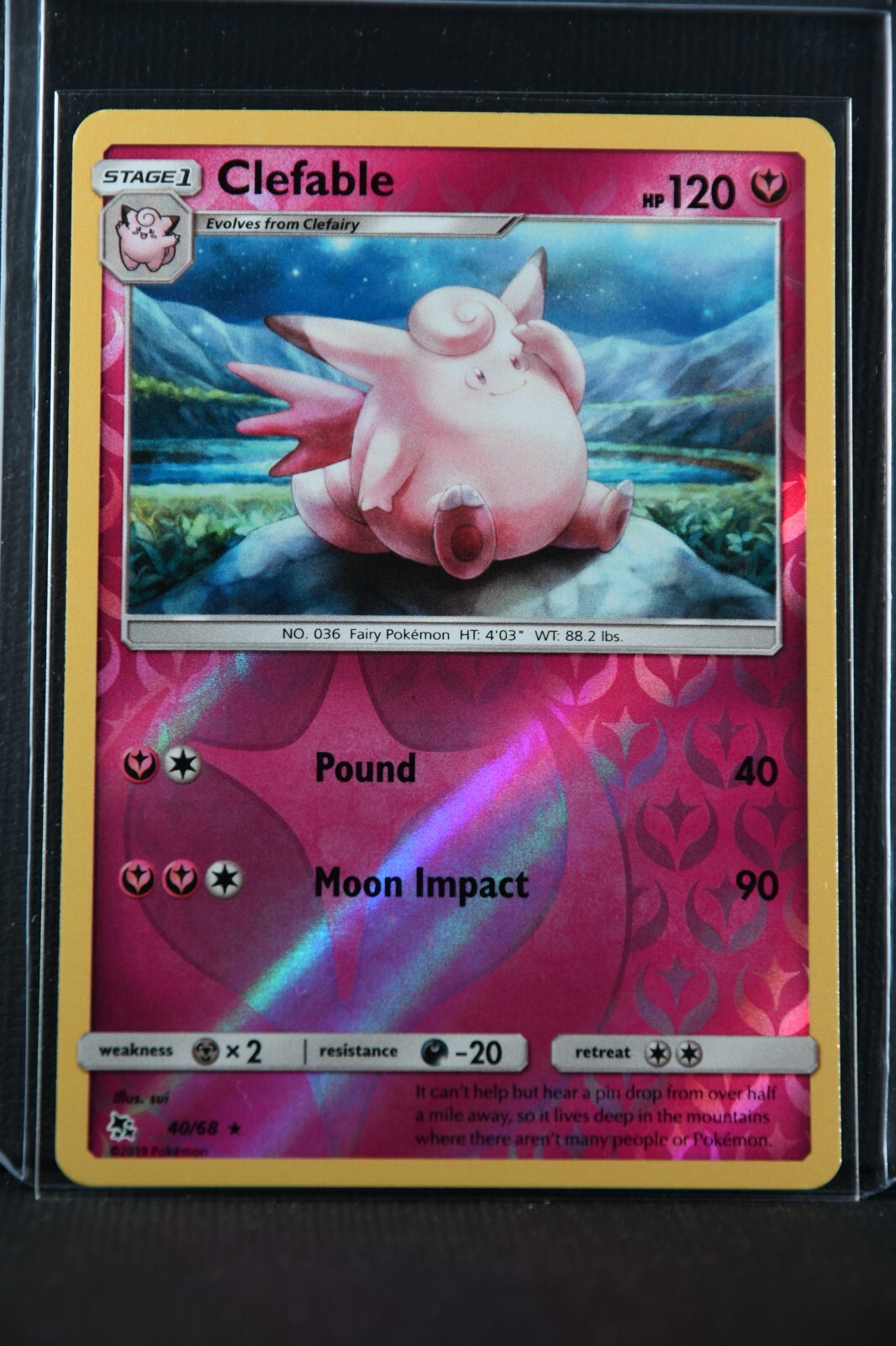 Clefable 40/68 Hidden Fates 2019 Reverse Holo Foil Rare Pokemon TCG ...