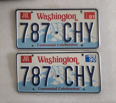 1987 Base Washington Passenger Vehicle License Plates Perfect Sequence ...